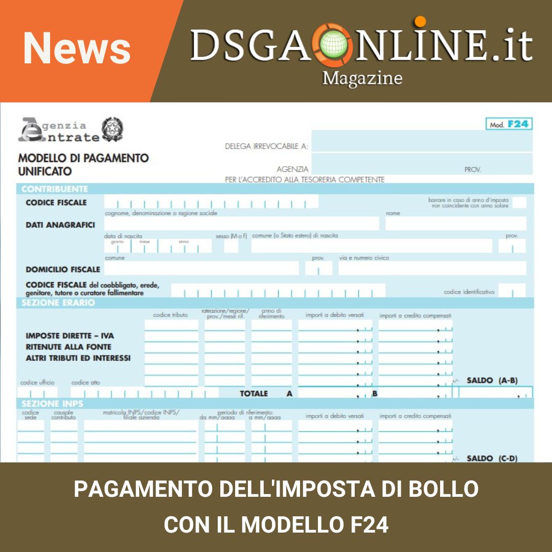 Pagamento dell'imposta di bollo con il modello f24 - Associazione DSGA ...