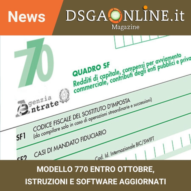 Modello 770 entro ottobre, istruzioni e software aggiornati ...