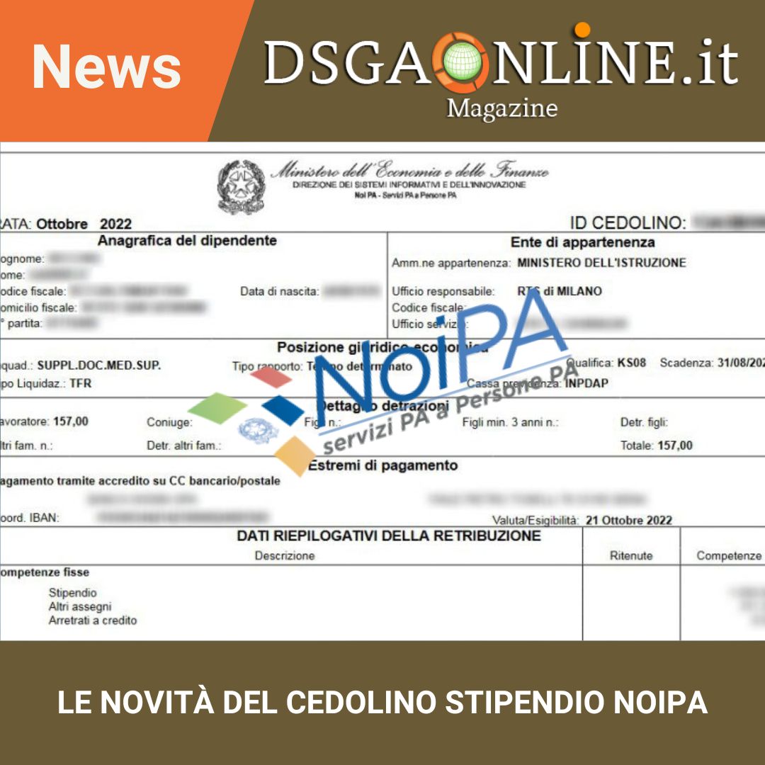 Le novità del cedolino stipendio NoiPA - Associazione DSGA Online Le novità del cedolino stipendio NoiPA - Associazione DSGA Online