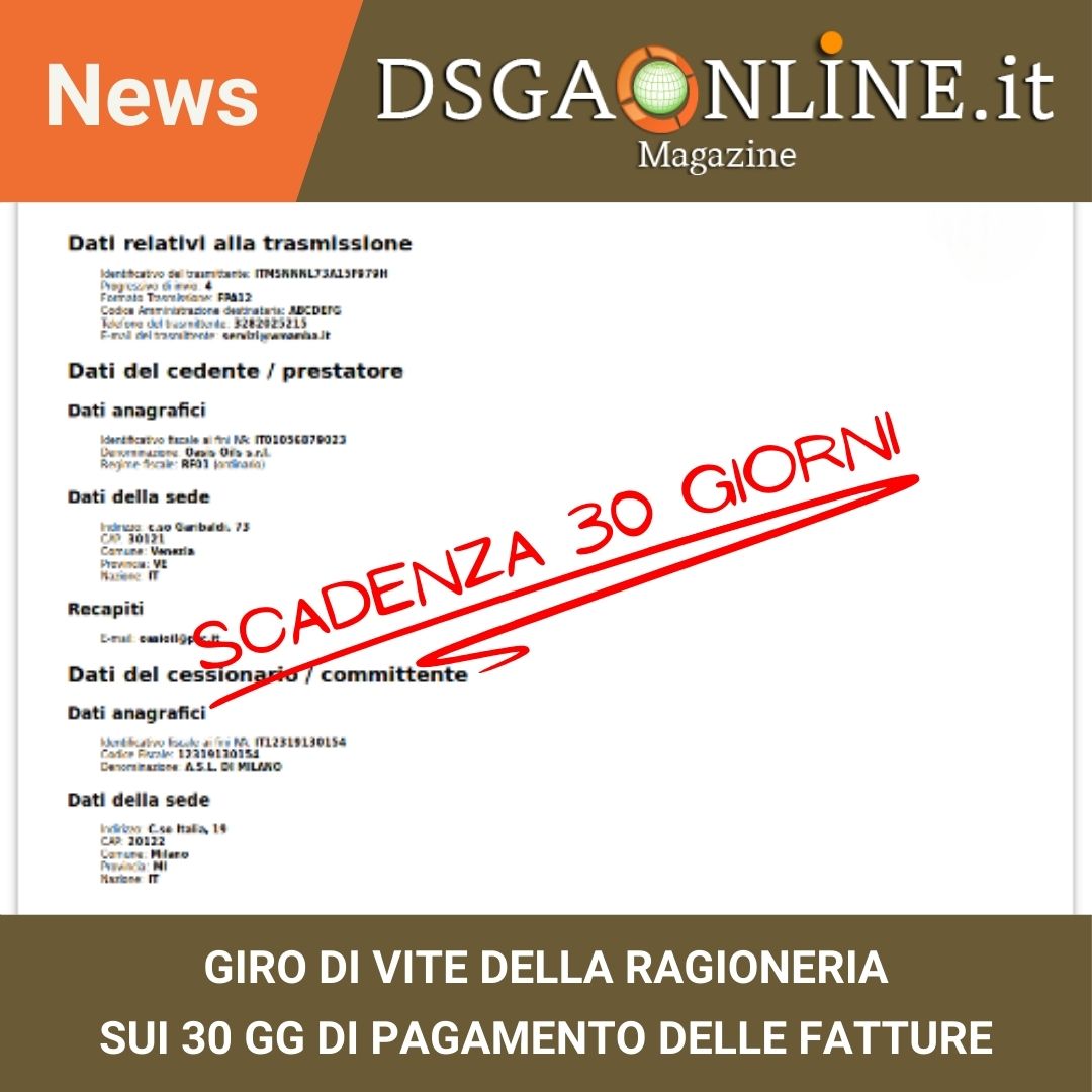 Giro di vite della Ragioneria sui 30 gg di pagamento delle fatture ...